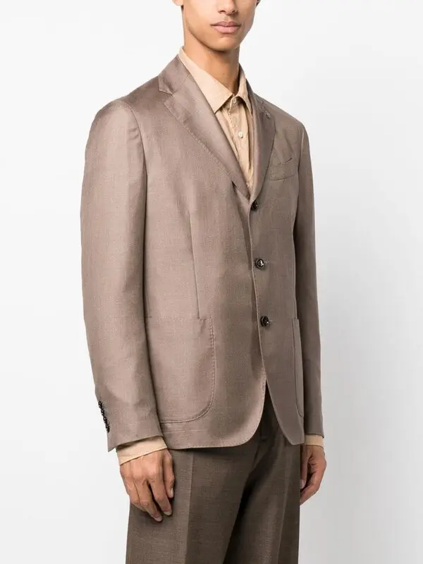 LARDINI Americana Brooch-detail Blazer - Brown
