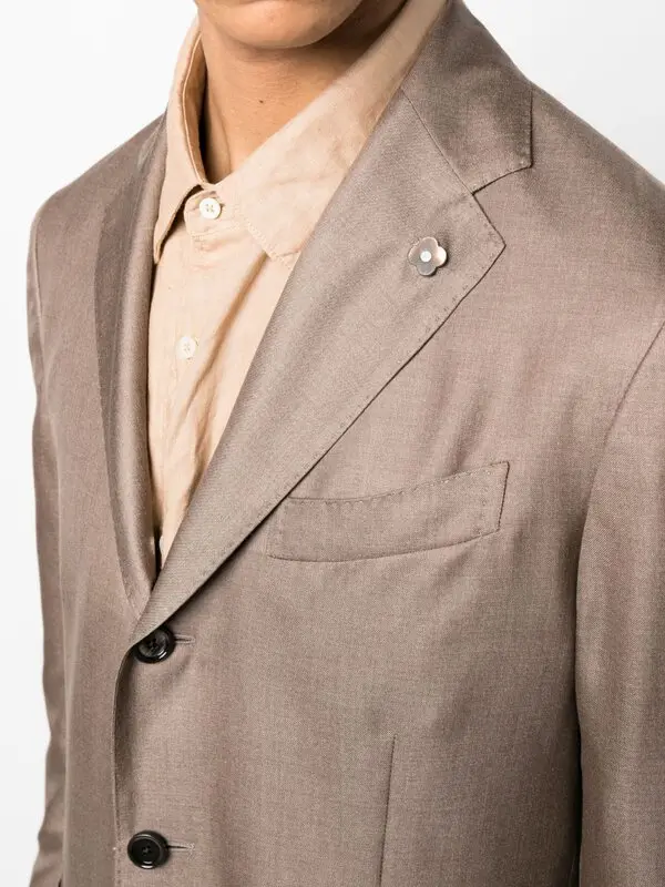 LARDINI Americana Brooch-detail Blazer - Brown