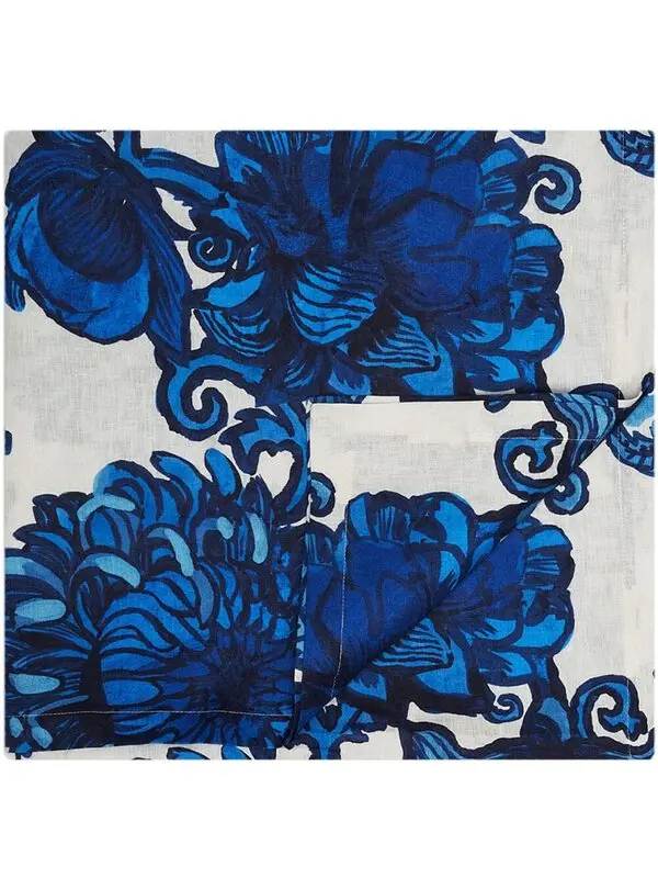 La DoubleJ Medium Floral-print Table Cloth - Blue