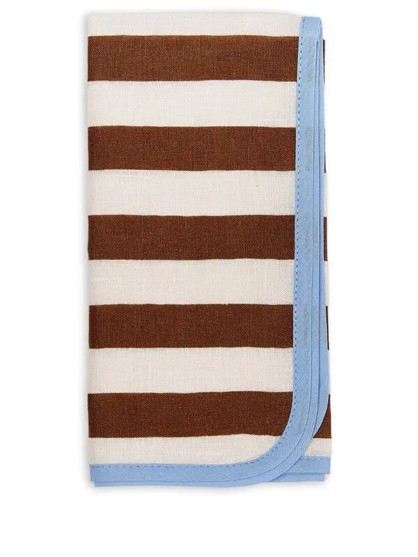 La DoubleJ Striped Napkin Set - Brown