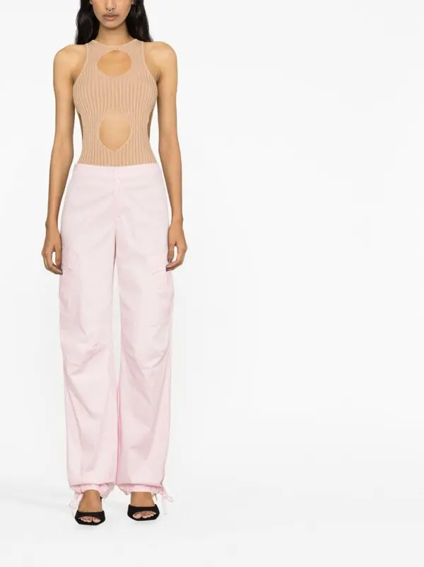 ANDREĀDAMO Cut-out Ribbed Knit Top