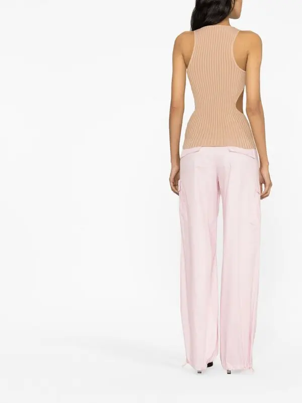 ANDREĀDAMO Cut-out Ribbed Knit Top