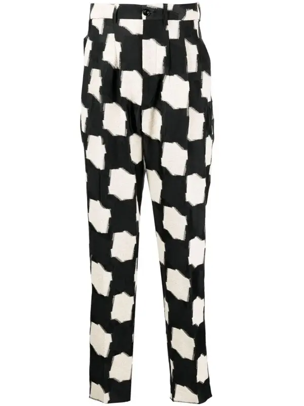 4SDESIGNS Geometric-print Trousers - Brown