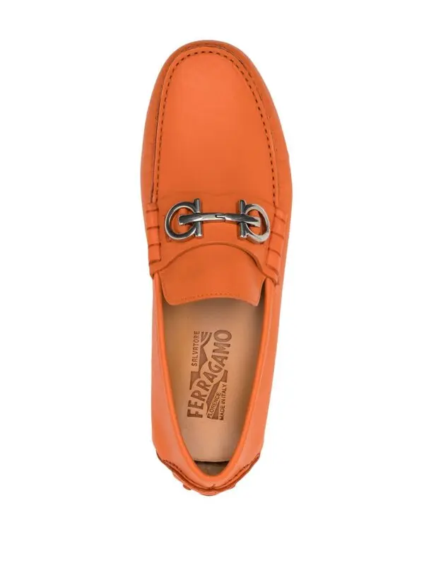 Salvatore Ferragamo Grazioso Gancini Loafers Orange Leather Size 10 Ferragamo Grazioso Leather Monk Shoes In Orange - 61% Off  main image 2