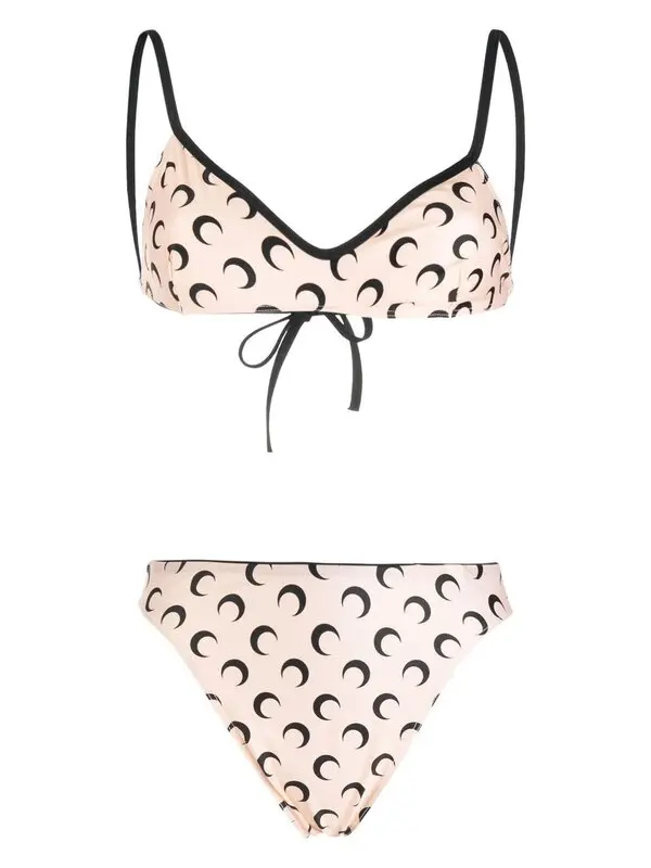 MARINE SERRE Crescent Moon-print Bikini - Neutrals