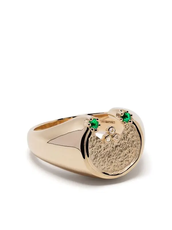 Pascale Monvoisin Mira 9kt Yellow Diamond And Emerald Signet Ring - Gold
