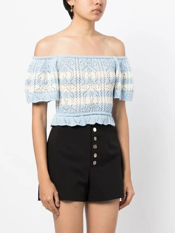 B+AB Pointelle-knit Off-shoulder Top