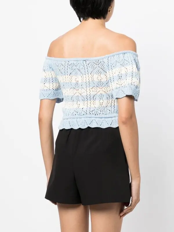 B+AB Pointelle-knit Off-shoulder Top