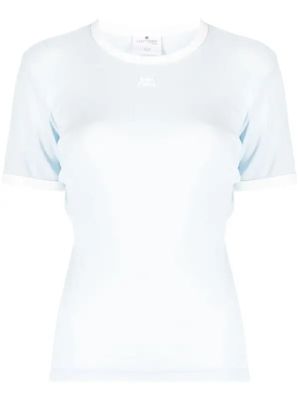 COURREGES Embroidered Logo T-shirt - Blue