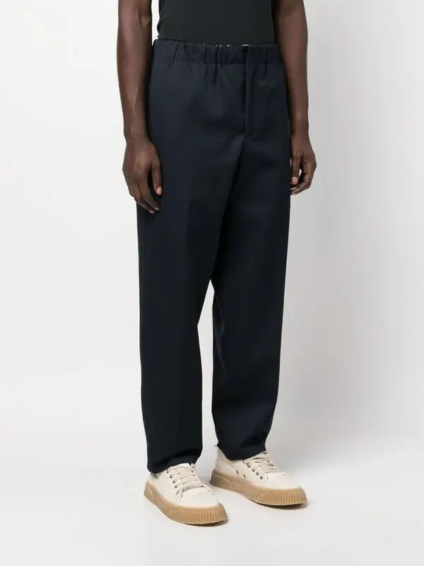 JIL SANDER Elasticated-waist Tapered Trousers - Blue