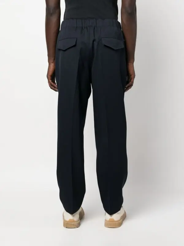 JIL SANDER Elasticated-waist Tapered Trousers - Blue