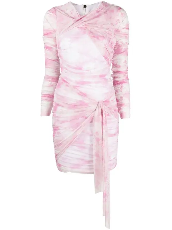 MSGM Tie-dye Ruched Mini Dress