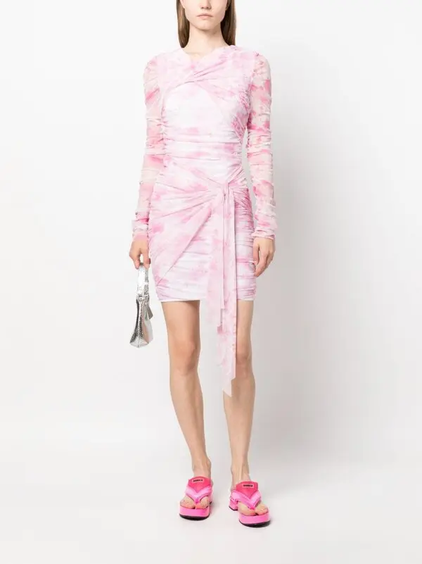 MSGM Tie-dye Ruched Mini Dress