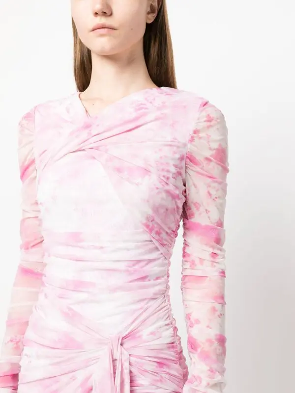 MSGM Tie-dye Ruched Mini Dress