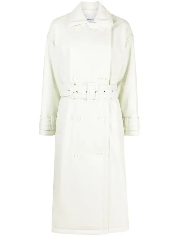 STAND STUDIO Emily Double-breasted Belted Trench Coat - Green