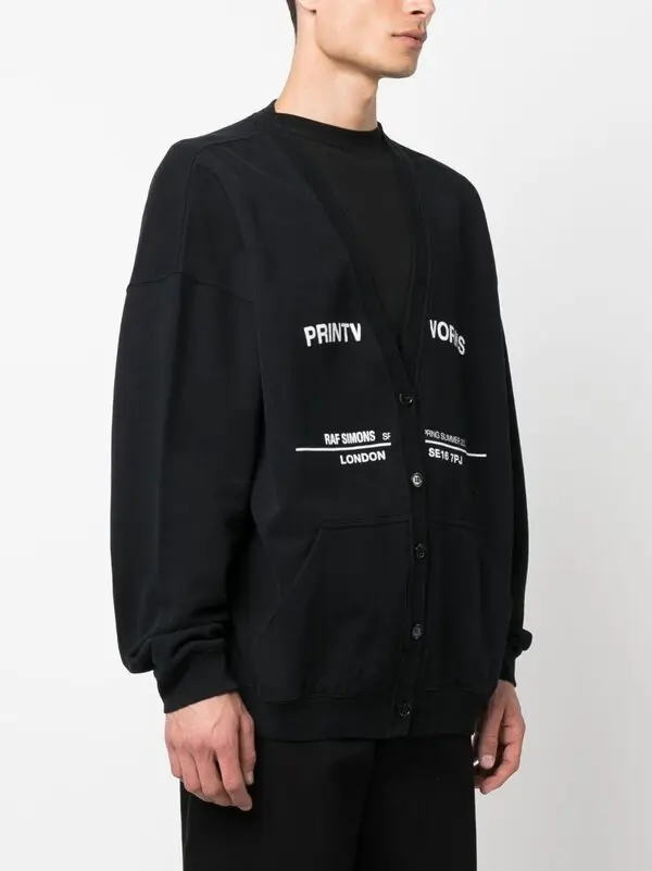 Raf Simons Tour-print Fleece Cardigan