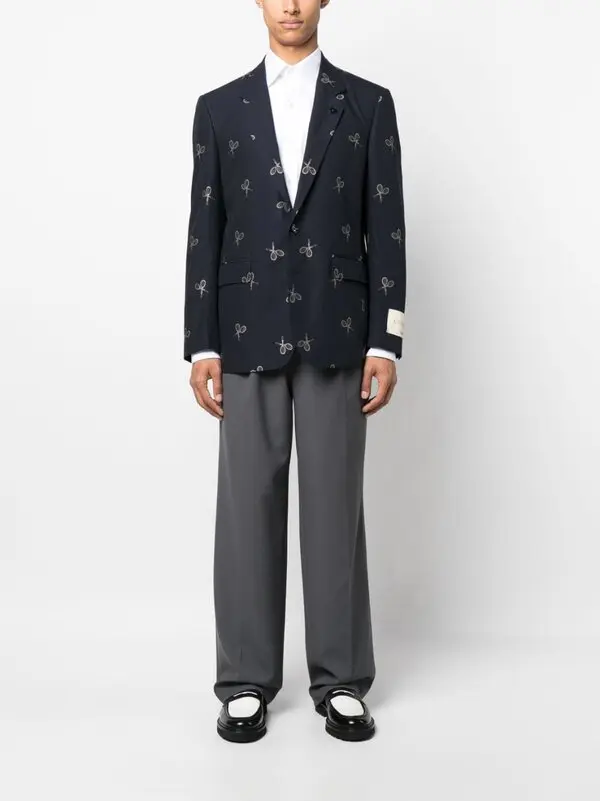 LARDINI Graphic-print Single-breasted Blazer