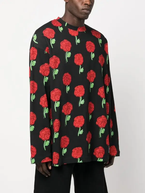 Versace Interlock Rose-print Oversized T-shirt