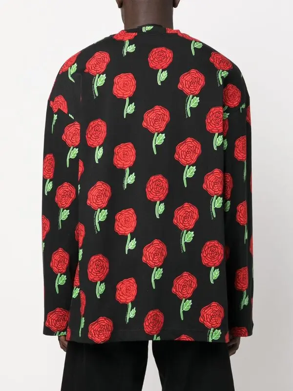 Versace Interlock Rose-print Oversized T-shirt