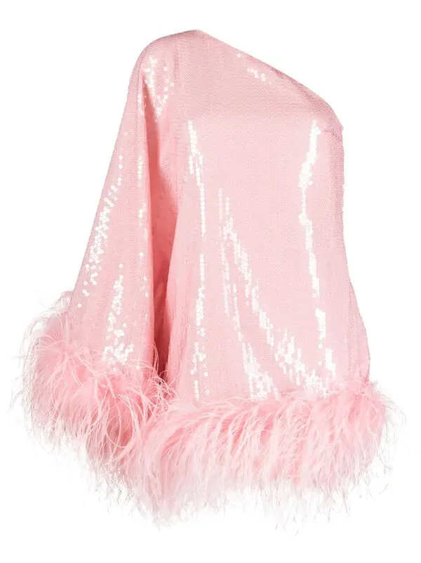 TALLER MARMO Piccolo Disco Feather-trim Sequin Dress - Pink