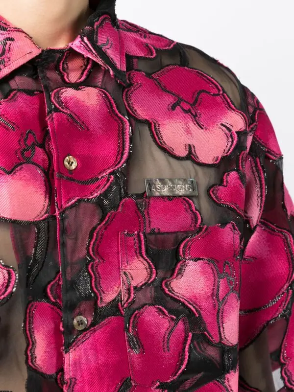 4SDESIGNS Floral-print Short-sleeve Shirt