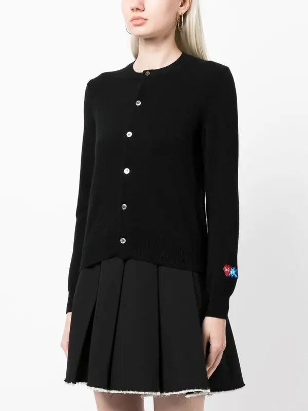 Play Comme Des Garcon X The Artist Invader Cardigan - Black