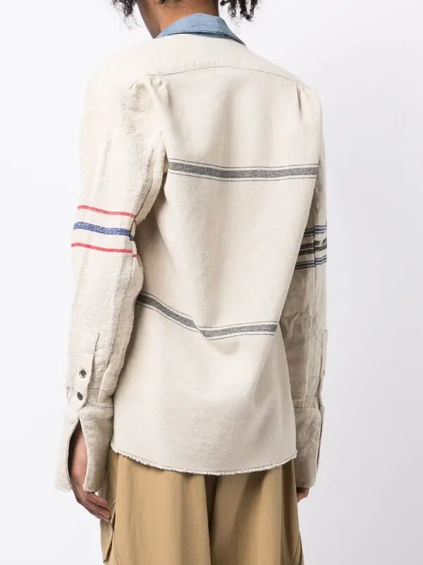 GREG LAUREN Stripe-print Panelled Jacket