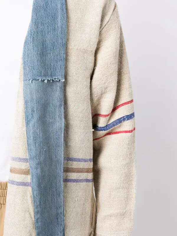 GREG LAUREN Stripe-print Panelled Jacket