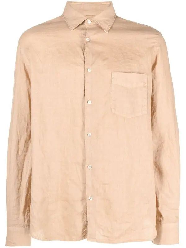Aspesi Long-sleeve Linen Shirt - Brown