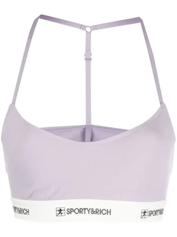 SPORTY & RICH Logo-underband Crop Top - Purple