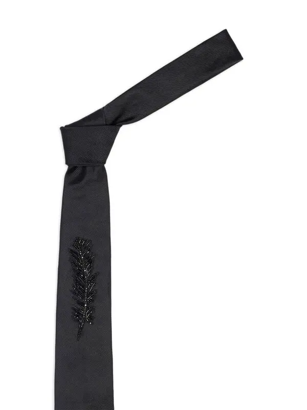 Alexander Mcqueen Beaded Silk Tie - Black | Editorialist