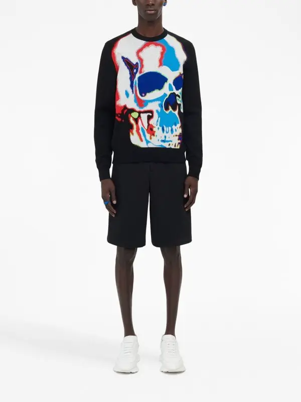 Alexander Mcqueen Wax Flower Skull Sweater - Black - 63% Off