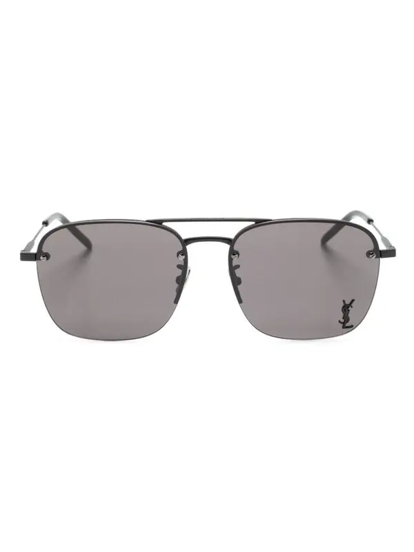 Saint Laurent Logo-plaque Sunglasses - Black