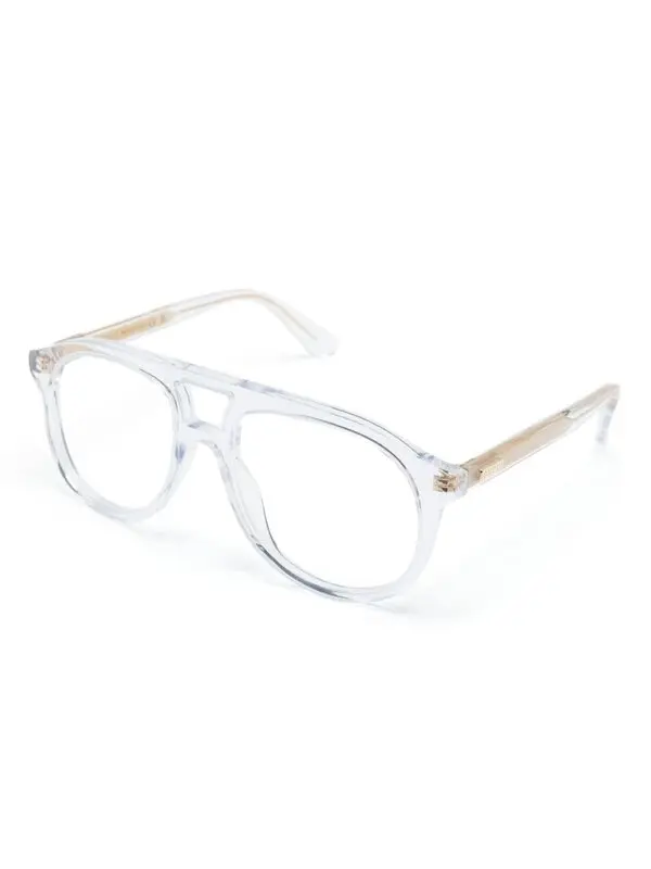 Gucci Logo-plaque Pilot-frame Glasses