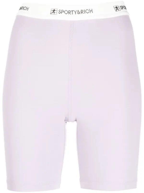 SPORTY & RICH Logo Waistband Shorts - Purple
