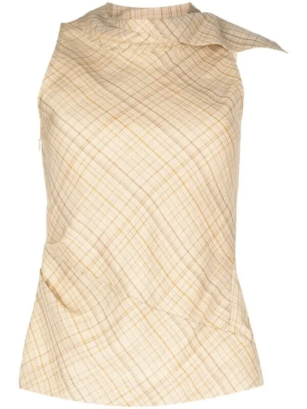 3.1 Phillip Lim Plaid Draped Sleeveless Top
