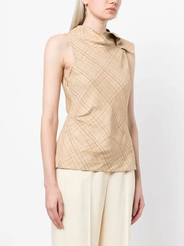 3.1 Phillip Lim Plaid Draped Sleeveless Top