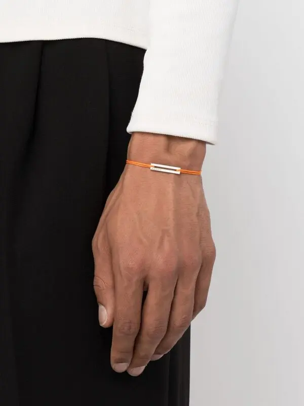 Le Gramme Punched Sterling Silver Cord Bracelet - Orange