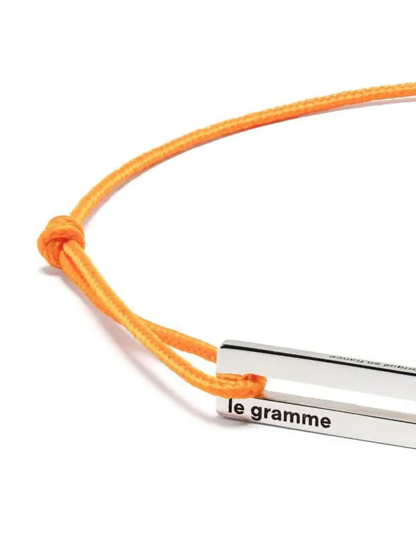 Le Gramme Punched Sterling Silver Cord Bracelet - Orange
