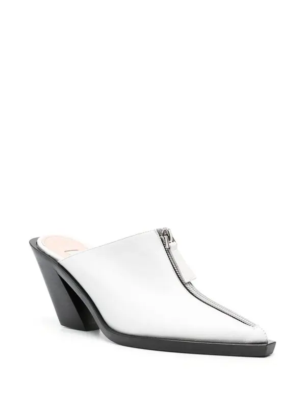 ELLEME 85mm Eclair-zip Leather Mules