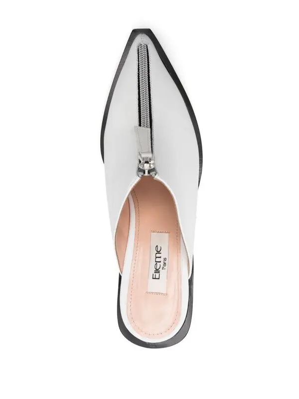ELLEME 85mm Eclair-zip Leather Mules