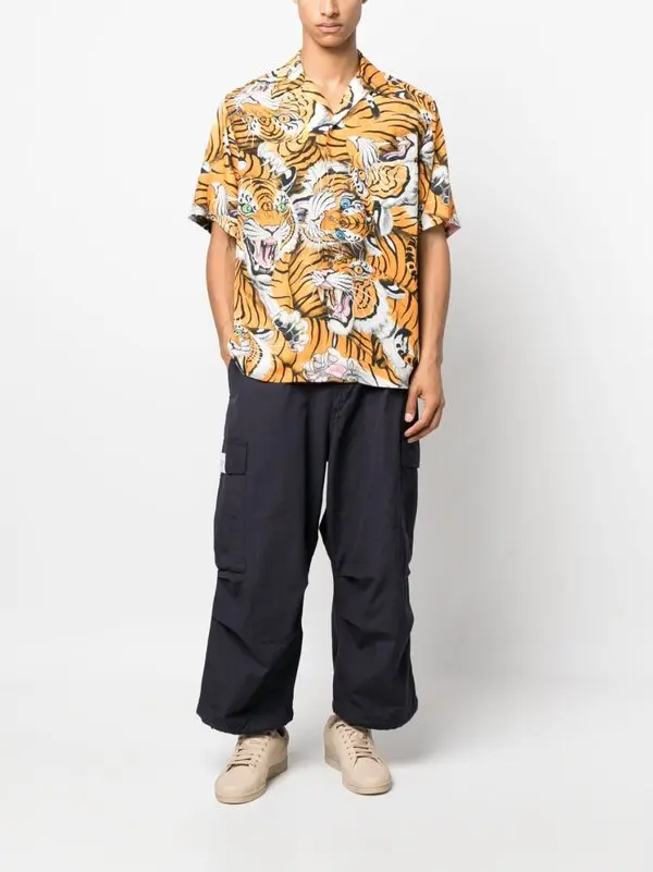 Wacko Maria Tiger-Print Short-Sleeve Shirt In Yellow - 45% Off