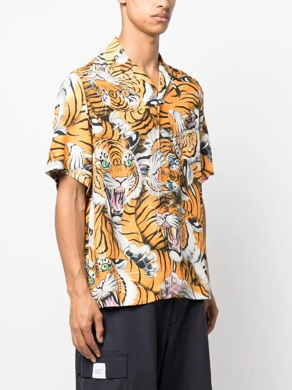 Wacko Maria Tiger-Print Short-Sleeve Shirt In Yellow - 45