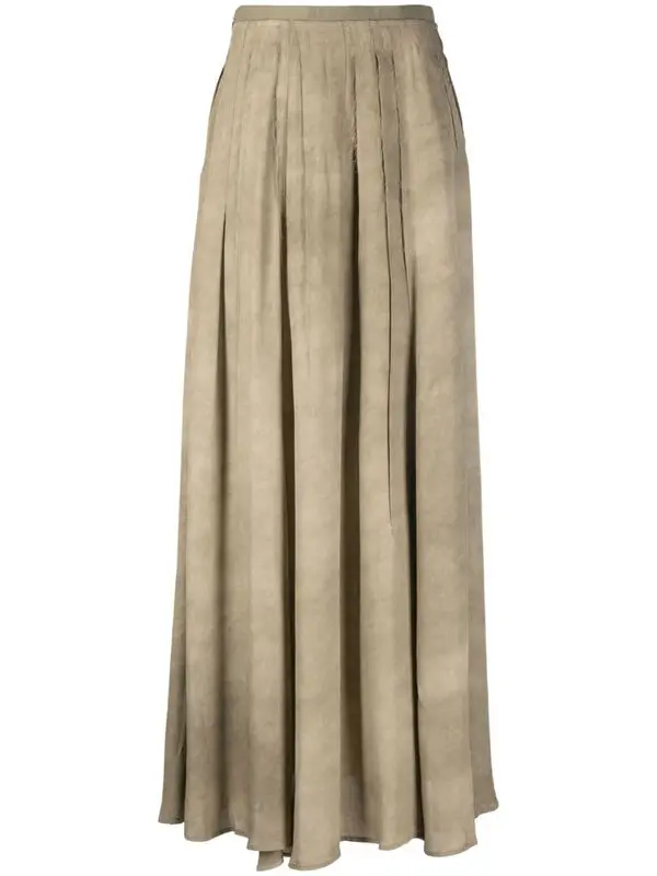ZIGGY CHEN Distressed Pleated Maxi Skirt