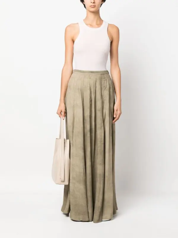 ZIGGY CHEN Distressed Pleated Maxi Skirt