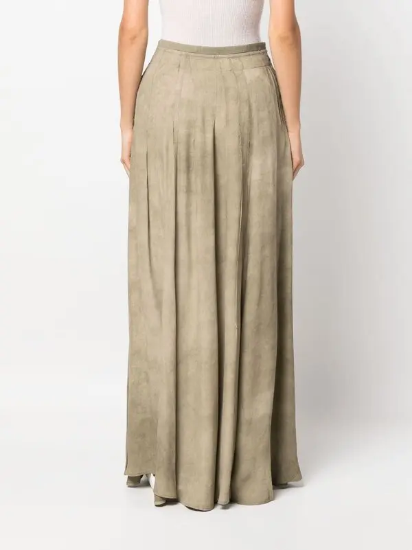 ZIGGY CHEN Distressed Pleated Maxi Skirt