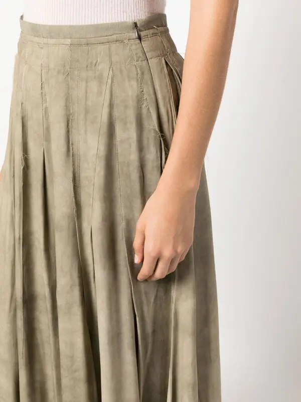 ZIGGY CHEN Distressed Pleated Maxi Skirt