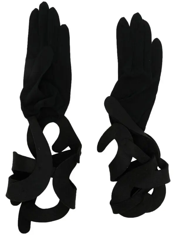 Yohji Yamamoto Cut-out Detail Cotton Gloves