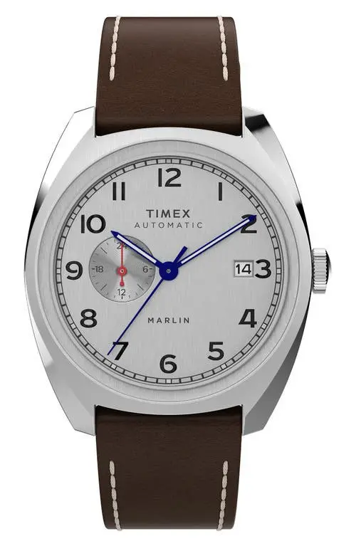 TIMEX® Marlin Automatic Leather Strap Watch - Brown