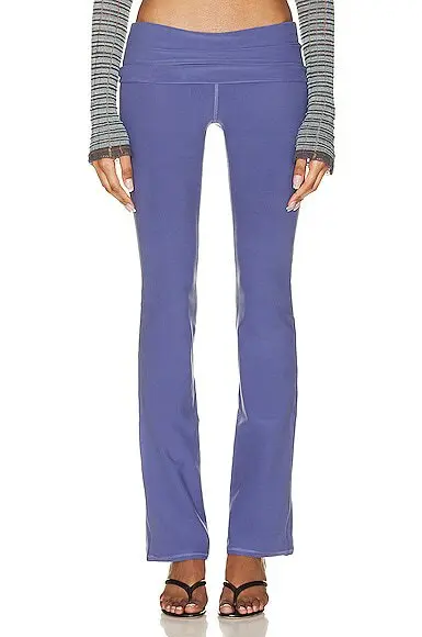 Alo Yoga Soft Low Rise Fold Over Bootcut Legging In Blue - Infinity Blue |  Editorialist